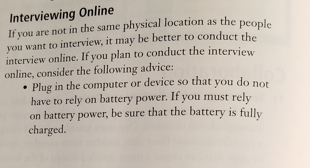Solved Interviewing Online If you are not in the same | Chegg.com