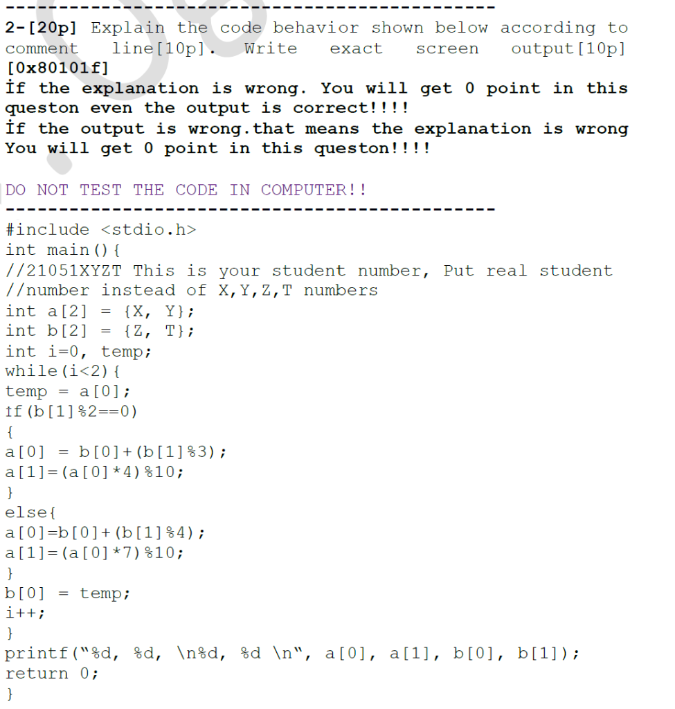Solved 2-[20p] Explain the code behavior shown below | Chegg.com