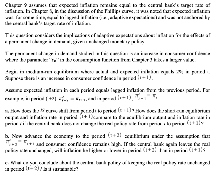 Solved Chapter 9 assumes that expected inflation remains | Chegg.com
