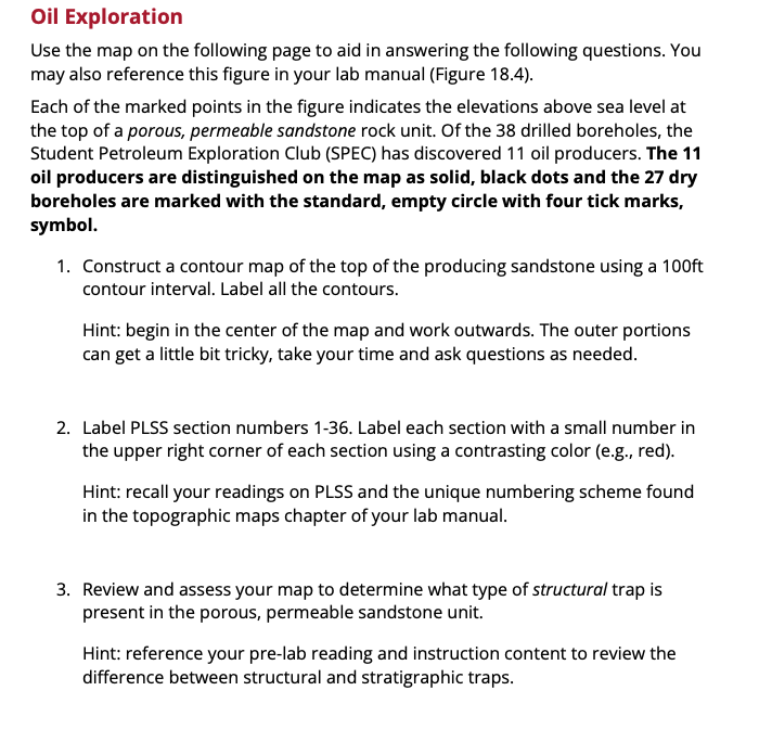 Oil Exploration Use the map on the following page to | Chegg.com
