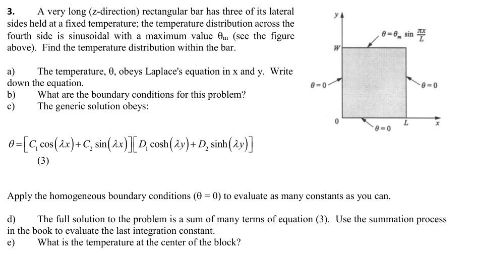 Solved 3. A very long (z-direction) rectangular bar has | Chegg.com