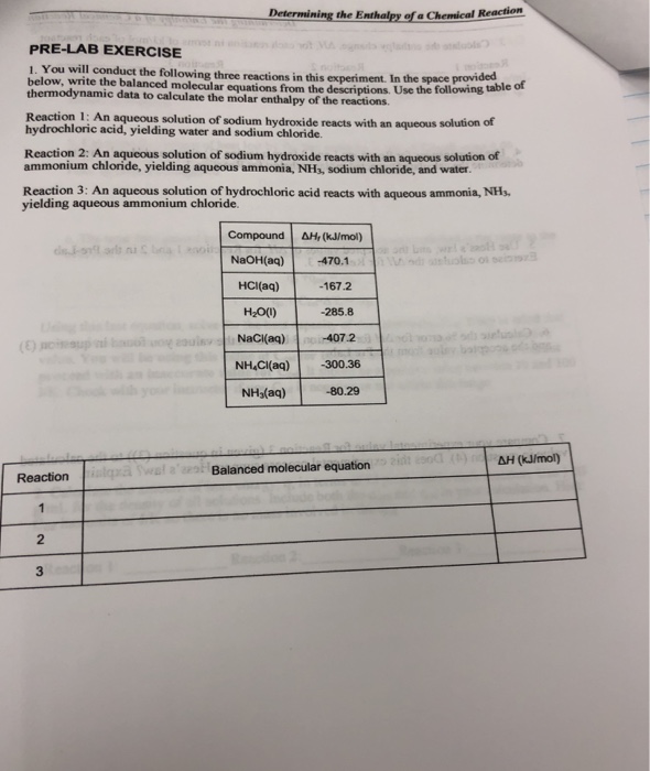 Solved Determining the Enthalpy of a Chemical Reaction | Chegg.com