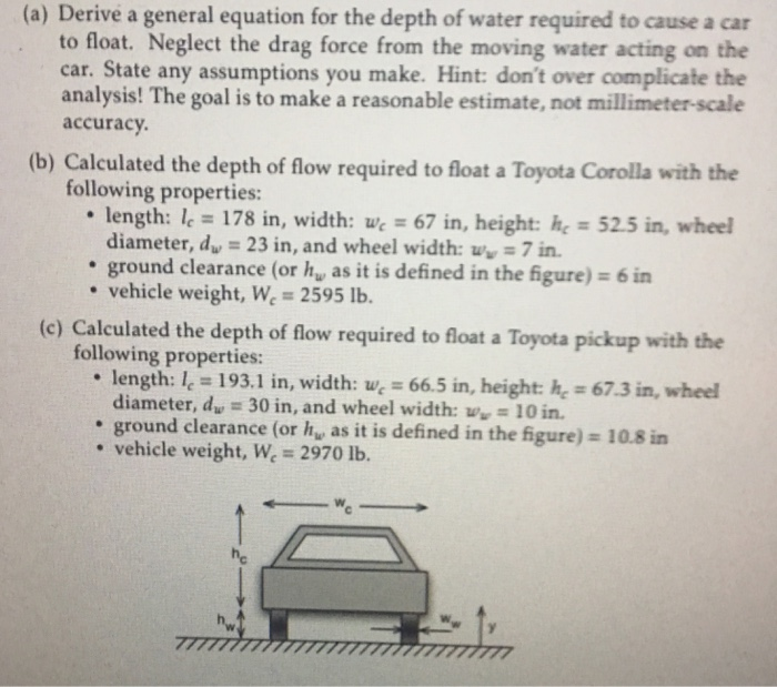 Solved (a) Derive a general equation for the depth of water | Chegg.com