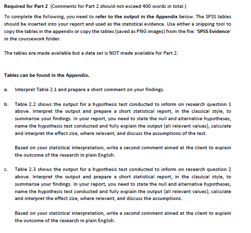 Task 1: Statistical Consulting [30 marks] The client | Chegg.com