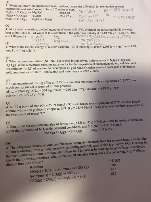 Solved 3. Given the following thermochemical equations, | Chegg.com