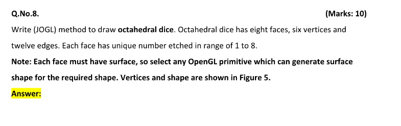 Solved Qno8 Marks 10 Write Jogl Method To Draw 4096