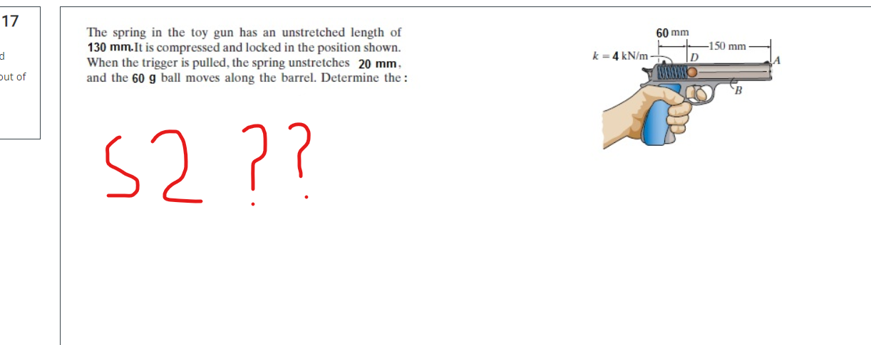 Solved 17 The spring in the toy gun has an unstretched | Chegg.com