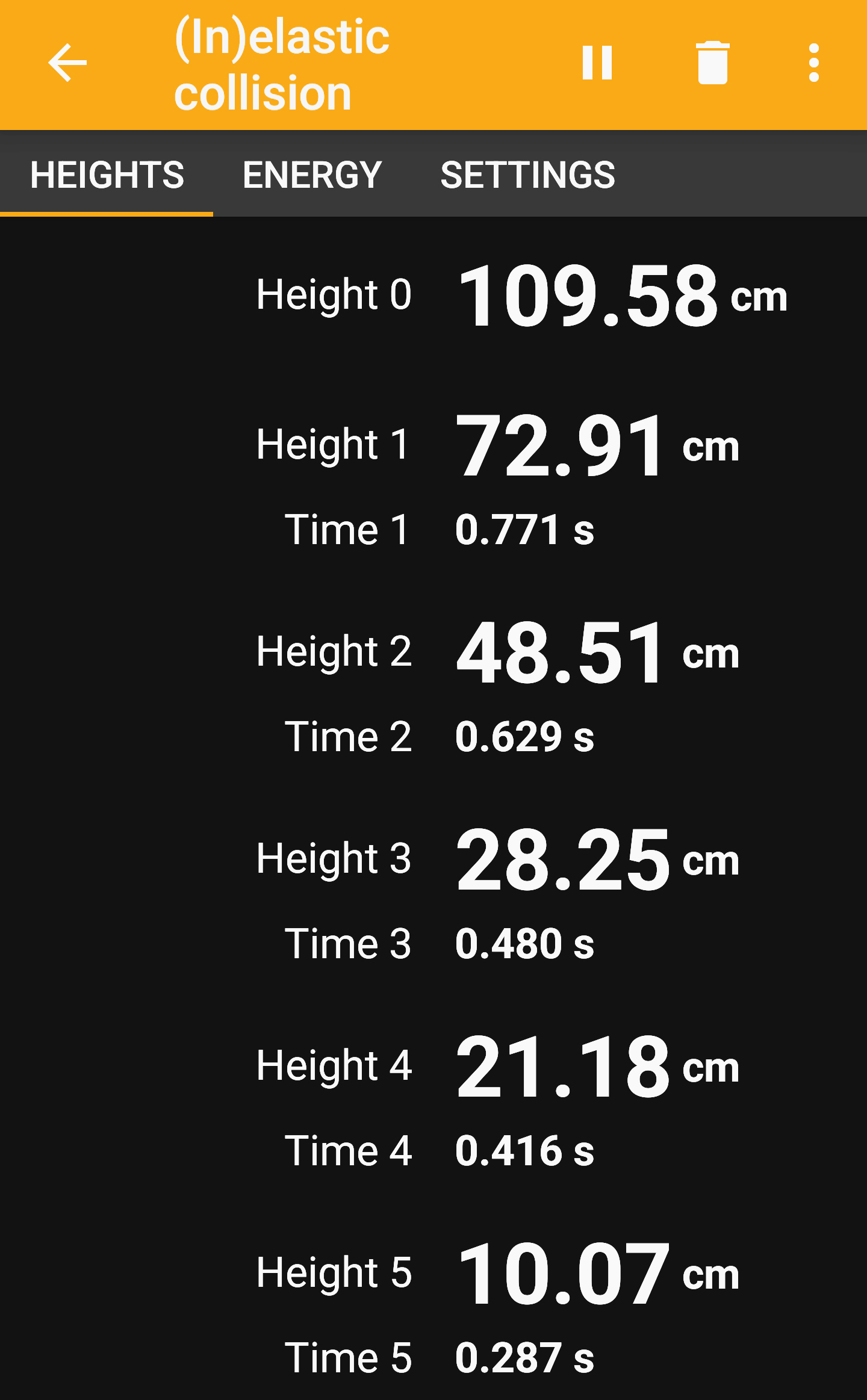 Solved HEIGHTS ENERGY SETTINGS Height 0109.58 cm Height | Chegg.com