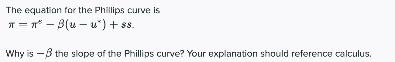 Solved The equation for the Phillips curve is a = 7° – B(u – | Chegg.com