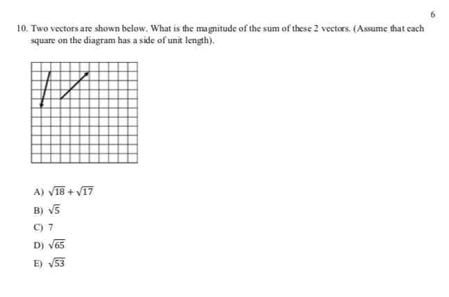 Solved 10. Two vectors are shown below. What is the | Chegg.com