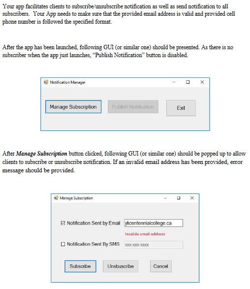 Solved Functionality Marks GUI 2 When Subscribe button is | Chegg.com