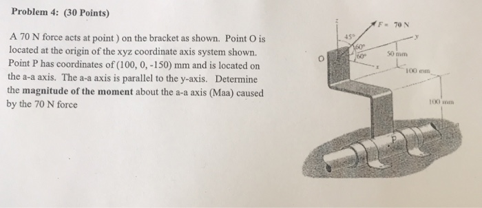 Solved Problem 4: (30 Points) F 70 N A 70 N force acts at | Chegg.com Solved Problem 4: (30 Points) F 70 N A 70 N force acts at | Chegg.com