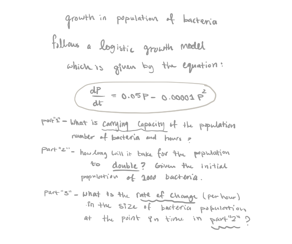 Solved growth in population of bacteria follows a logistic | Chegg.com