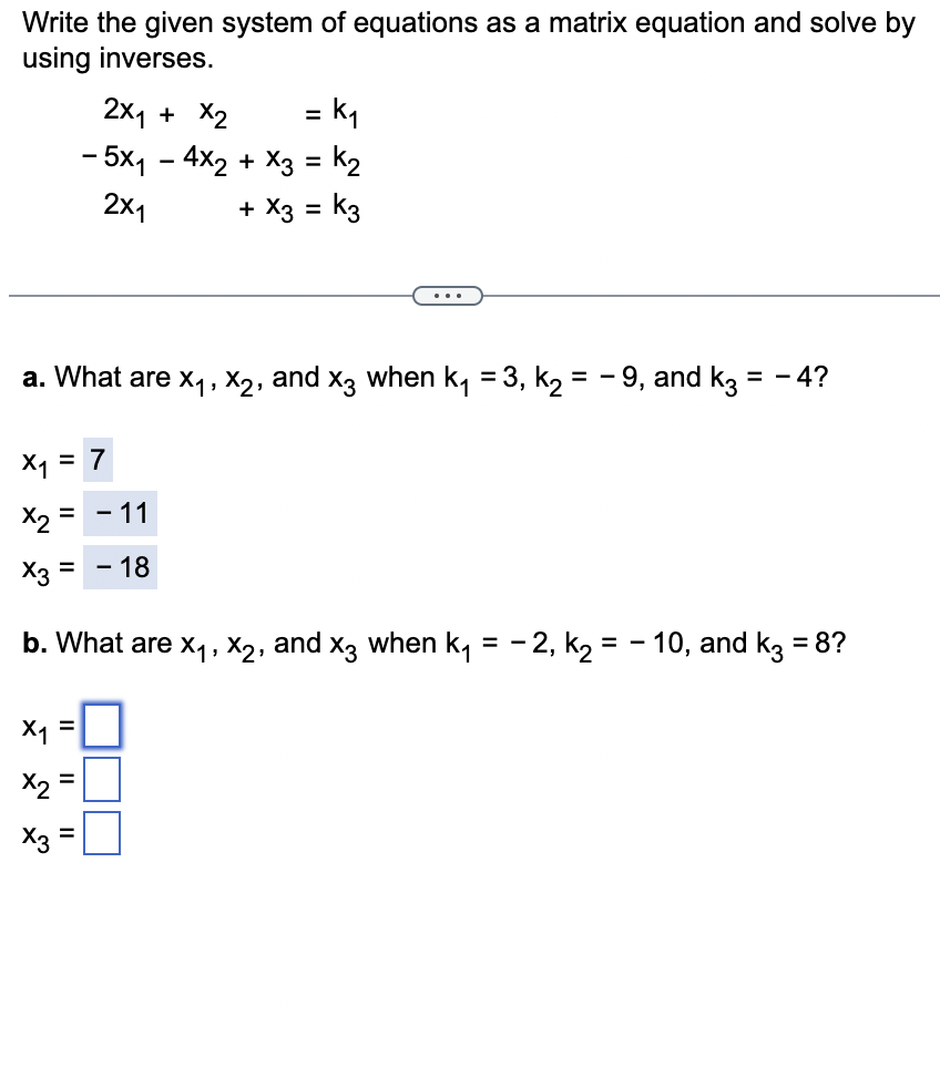 Solved Write the given system of equations as a matrix | Chegg.com