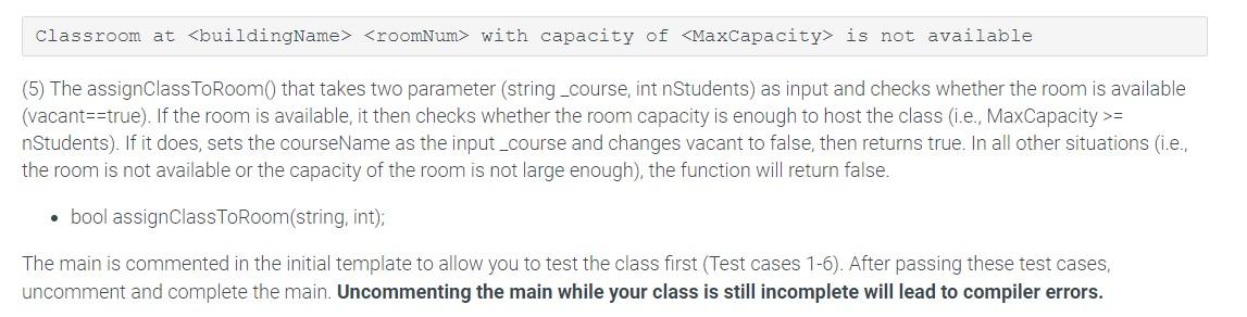 Solved Given a Room class (defined in "Room.h" and | Chegg.com