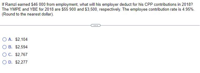 Solved If Ramzi earned $46000 from employment, what will his | Chegg.com