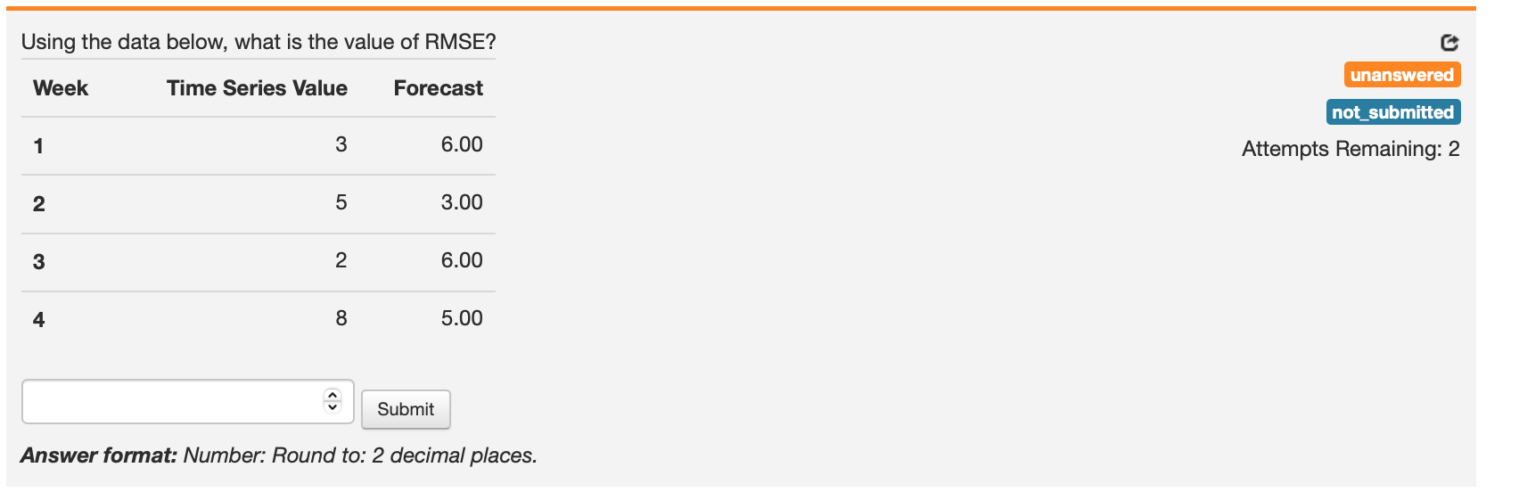 Solved Using the data below, what is the value of RMSE? | Chegg.com