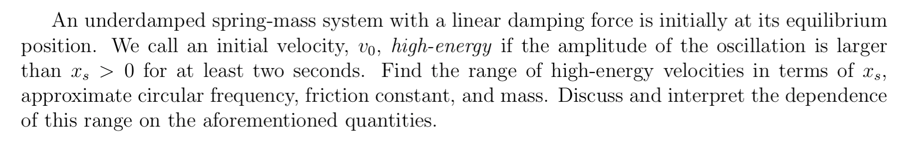 Solved An underdamped spring-mass system with a linear | Chegg.com