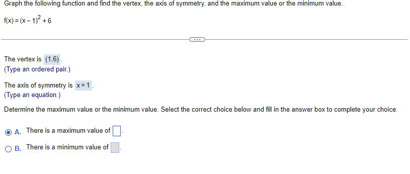 Solved Graph the following function and find the vertex, the | Chegg.com