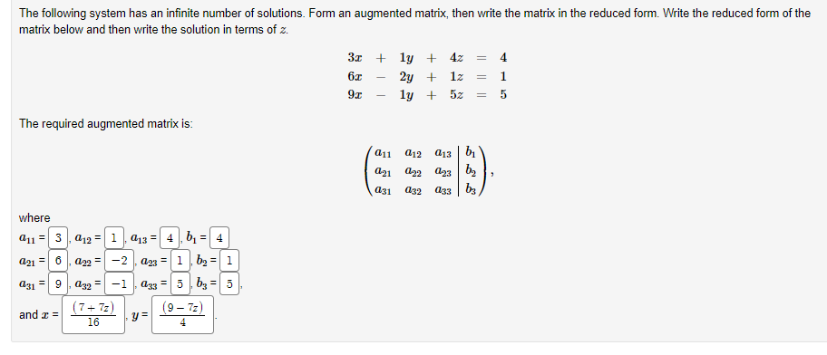 Solved The following system has an infinite number of | Chegg.com