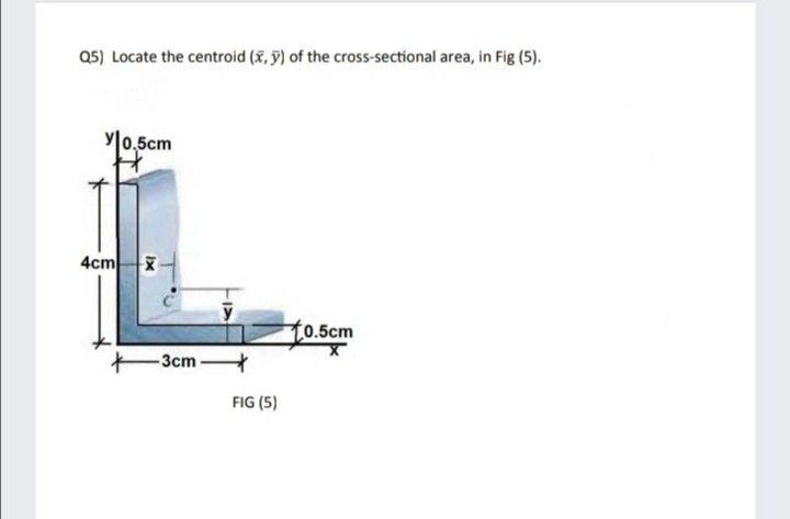 Solved Q5) Locate the centroid (x,y) of the cross-sectional | Chegg.com