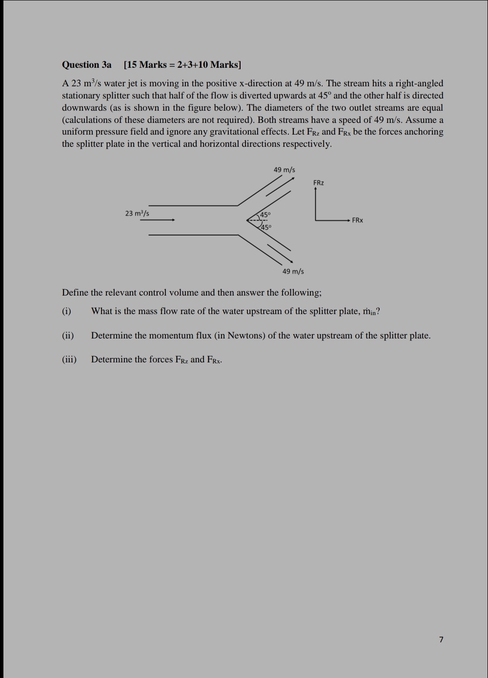 Solved Question 3a [15 Marks = 2+3+10 Marks] A 23 m3/s water | Chegg.com