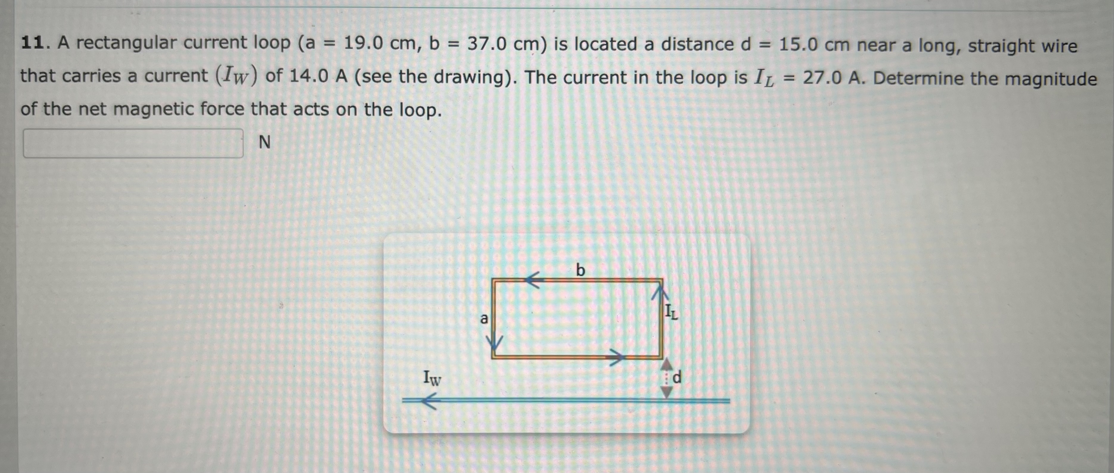Solved A rectangular current loop (a=19.0cm,b=37.0cm) ﻿is | Chegg.com