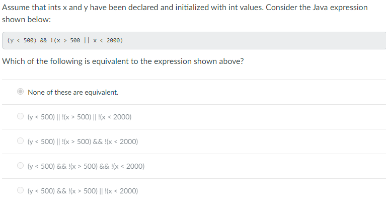 Solved Assume that ints x and y have been declared and | Chegg.com