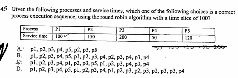 Solved Given the following processes and service times, | Chegg.com