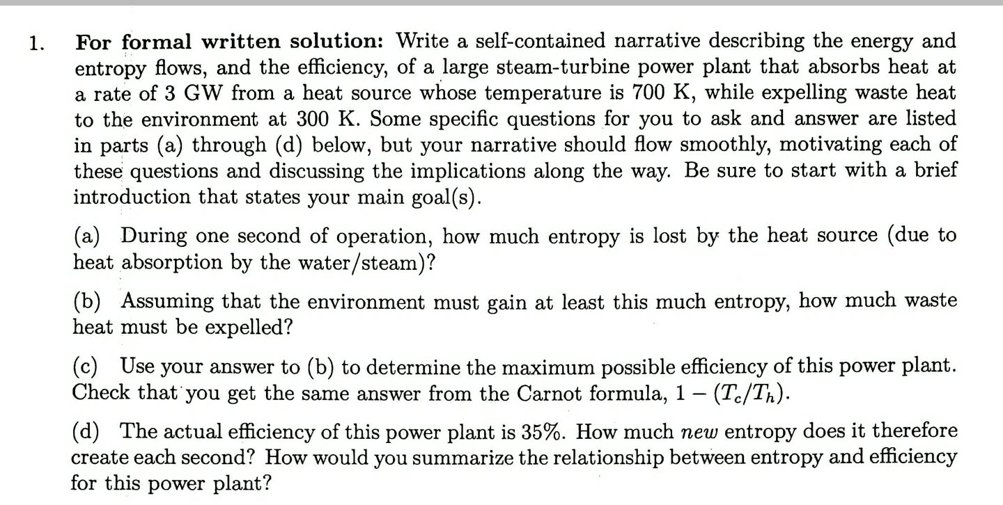 Solved 1. For formal written solution: Write a | Chegg.com