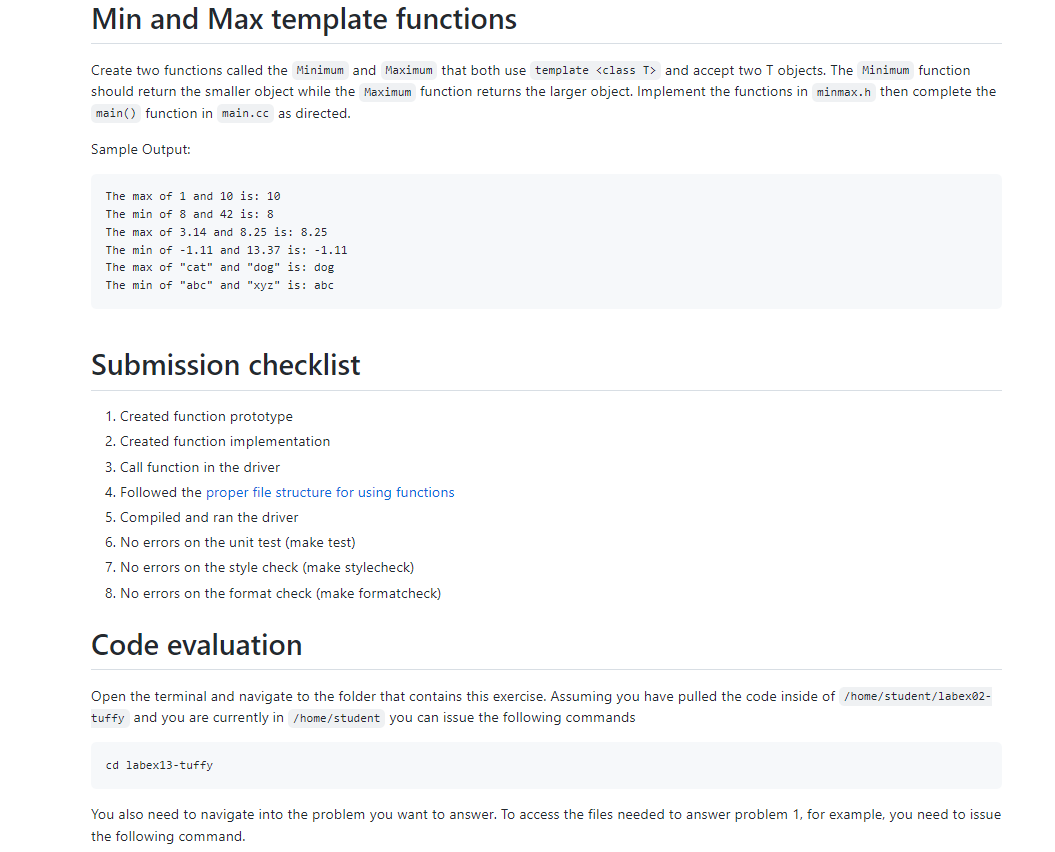 Solved Min and Max template functions Create two functions | Chegg.com