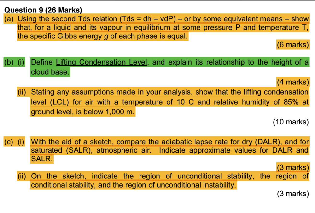 Question 9 (26 Marks) (a) Using the second Tds | Chegg.com