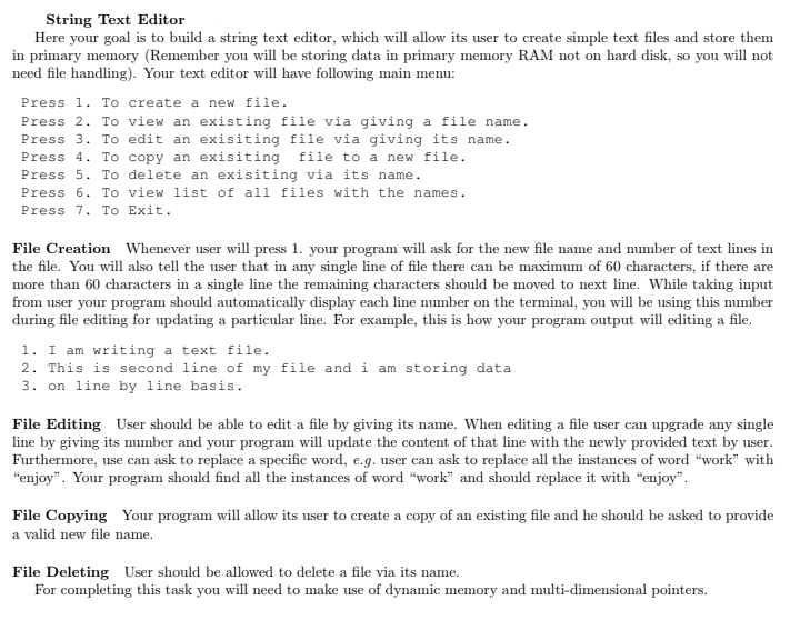 Solved [C++ Programme] String Text Editor: Here your goal is | Chegg.com