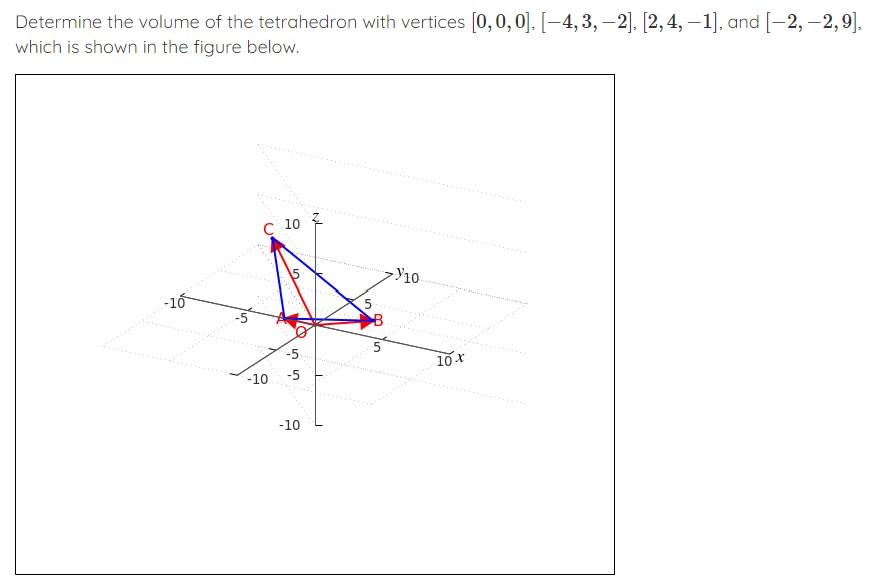 Solved Determine the volume of the tetrahedron with vertices | Chegg.com