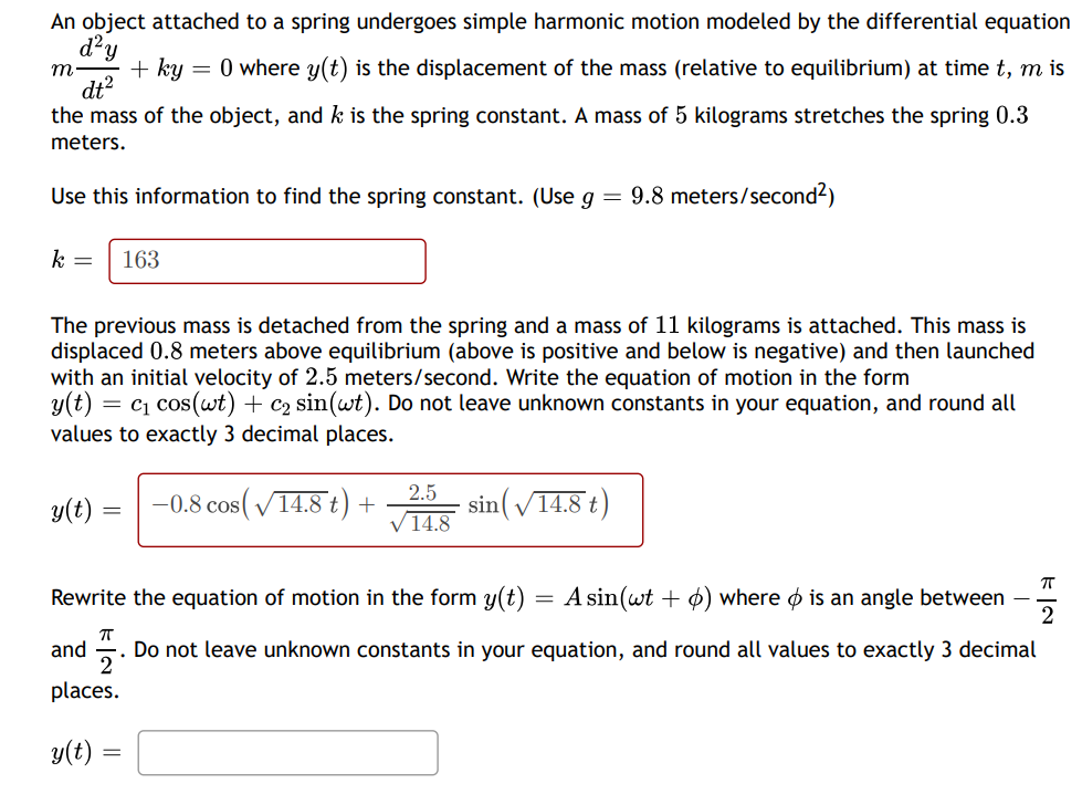 Solved m An object attached to a spring undergoes simple | Chegg.com
