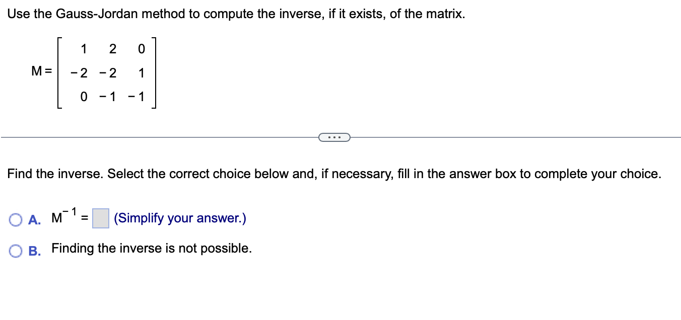 Solved Use the Gauss-Jordan method to compute the inverse, | Chegg.com
