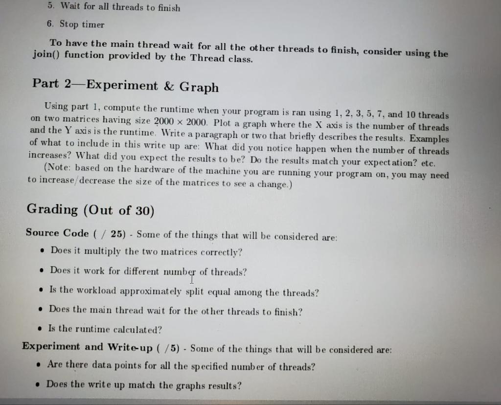 Part 1: Parallel Matrix Multiplication using Java | Chegg.com