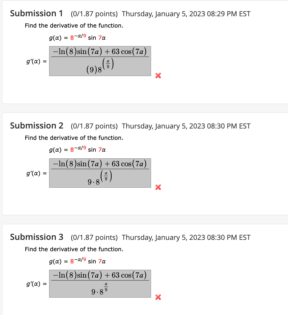 Solved Submission 1 (0/1.87 points) Thursday, January 5, | Chegg.com Solved Submission 1 (0/1.87 points) Thursday, January 5, | Chegg.com
