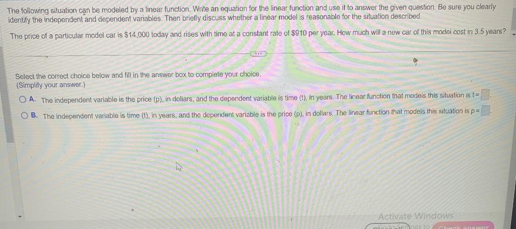 Solved The following situation can be modeled by a linear | Chegg.com