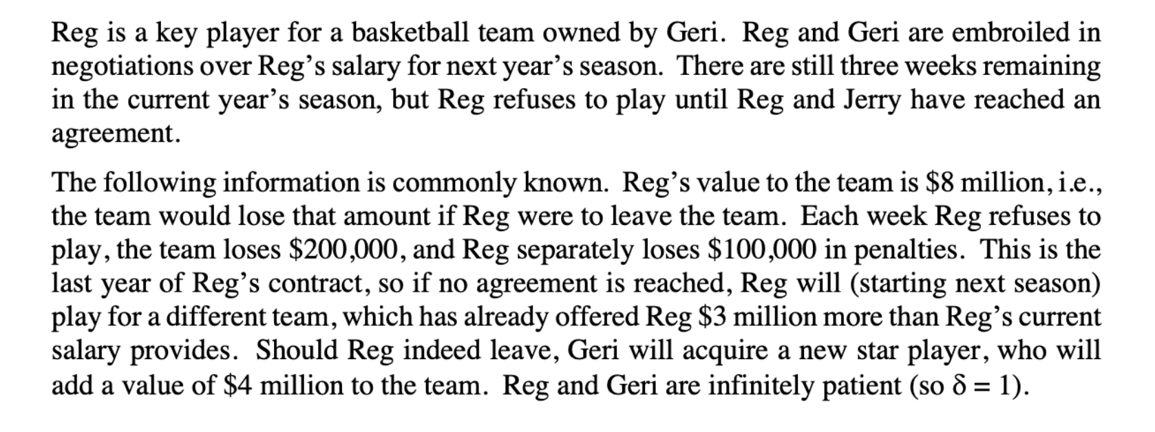 Solved Reg is a key player for a basketball team owned by | Chegg.com