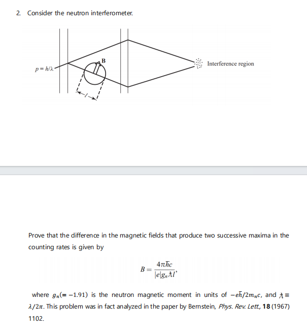 Solved 2. Consider the neutron interferometer. Prove that | Chegg.com