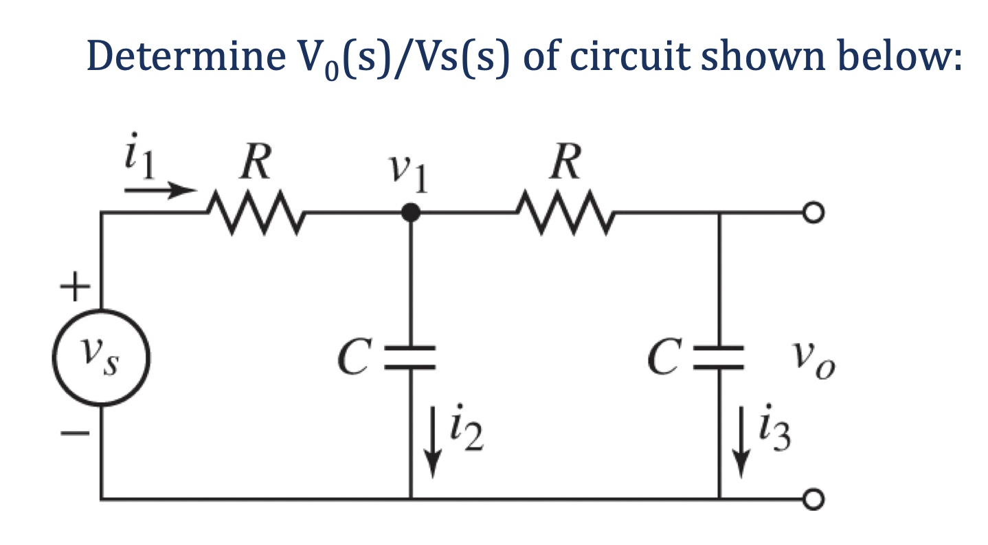 Solved Determine V.(s)/Vs(s) of circuit shown below: R w V1 | Chegg.com