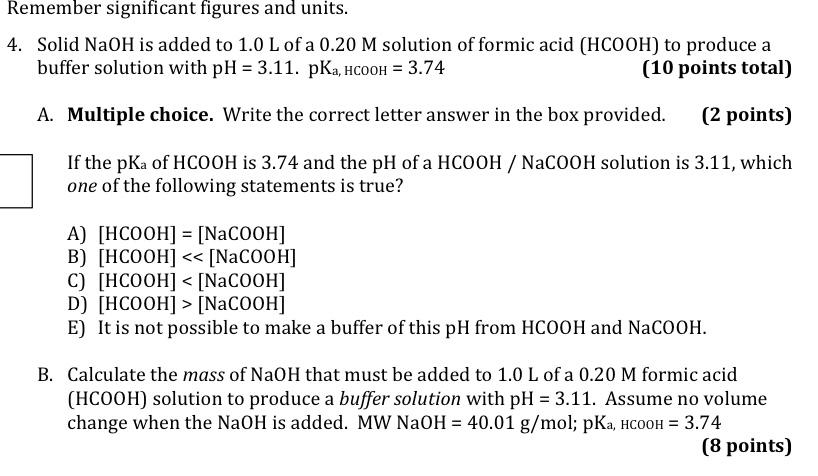 Solved Remember significant figures and units. 4. Solid NaOH | Chegg.com