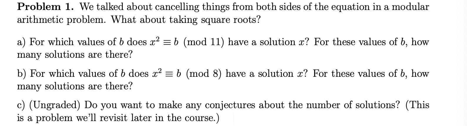Solved Problem 1. We talked about cancelling things from | Chegg.com