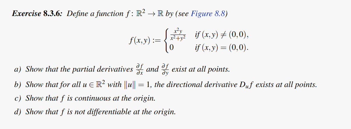 Solved Exercise 8.3.6: Define a function f:R2→R by (see | Chegg.com