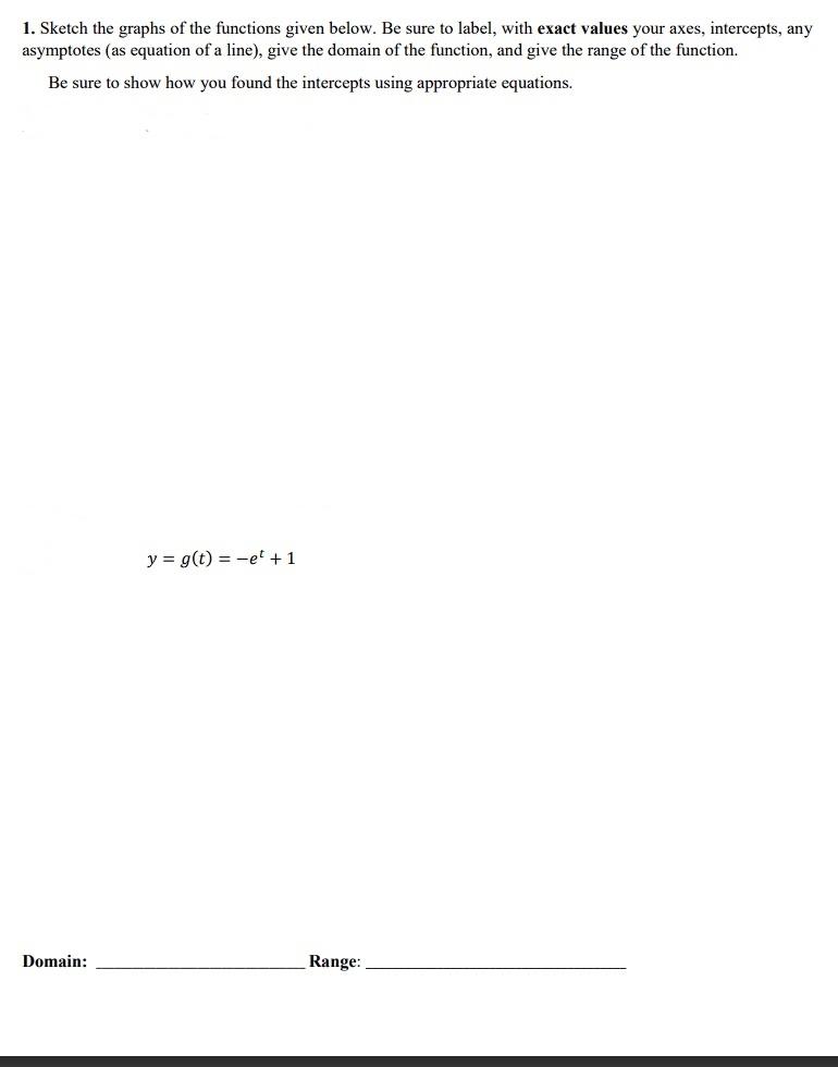 Solved 1. Sketch the graphs of the functions given below. Be | Chegg.com