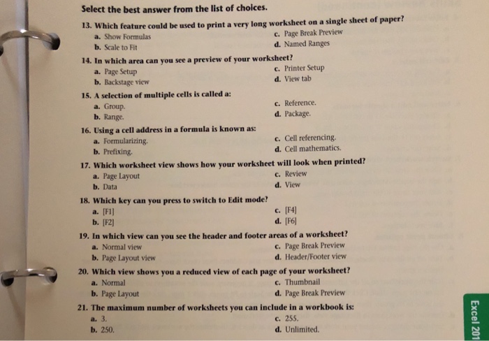 Solved Concepts Review Label the elements of the Excel | Chegg.com