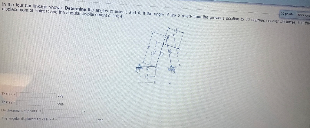 In the four-bar linkage shown. Determine the angles | Chegg.com