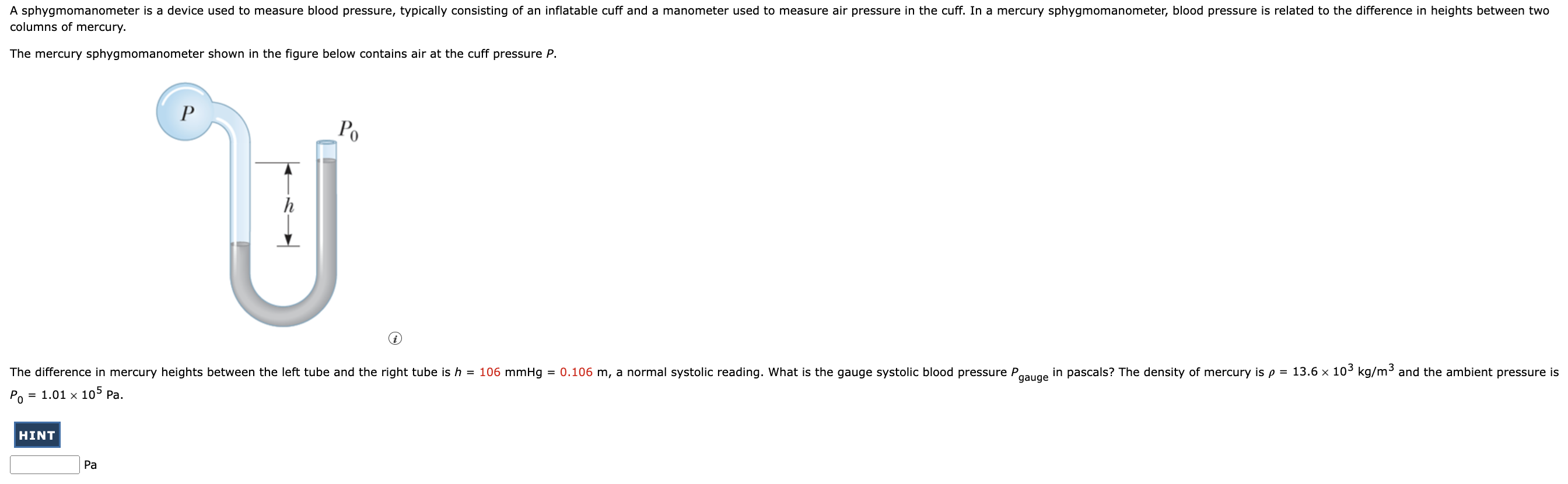 Solved columns of mercury. The mercury sphygmomanometer | Chegg.com