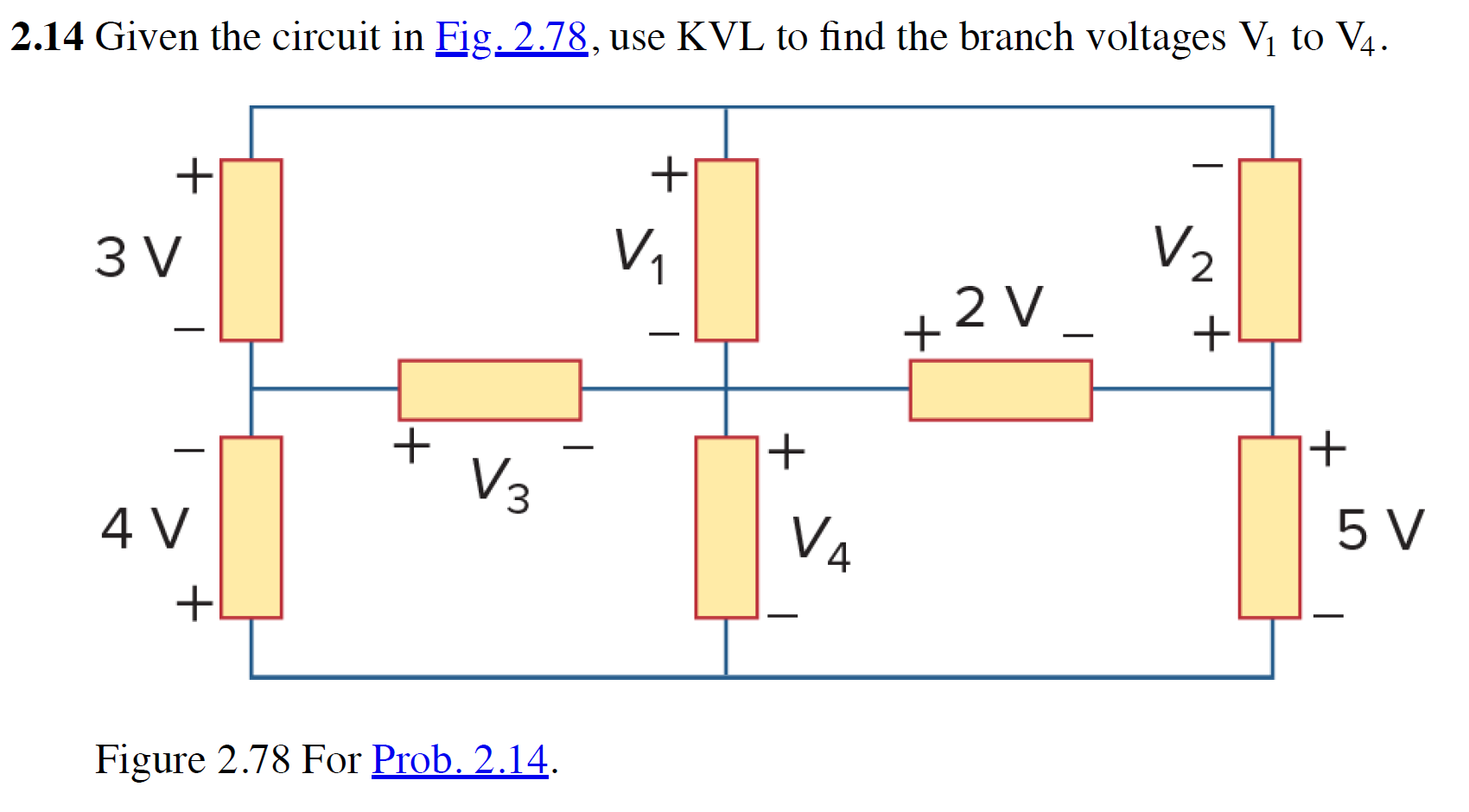 Solved 2.14 Given the circuit in Fig. 2.78, use KVL to find | Chegg.com